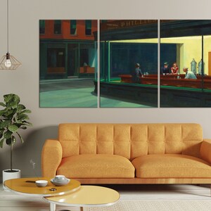Edward Hopper "nighthawks" Print Large Wall Art Retro Decor American ...