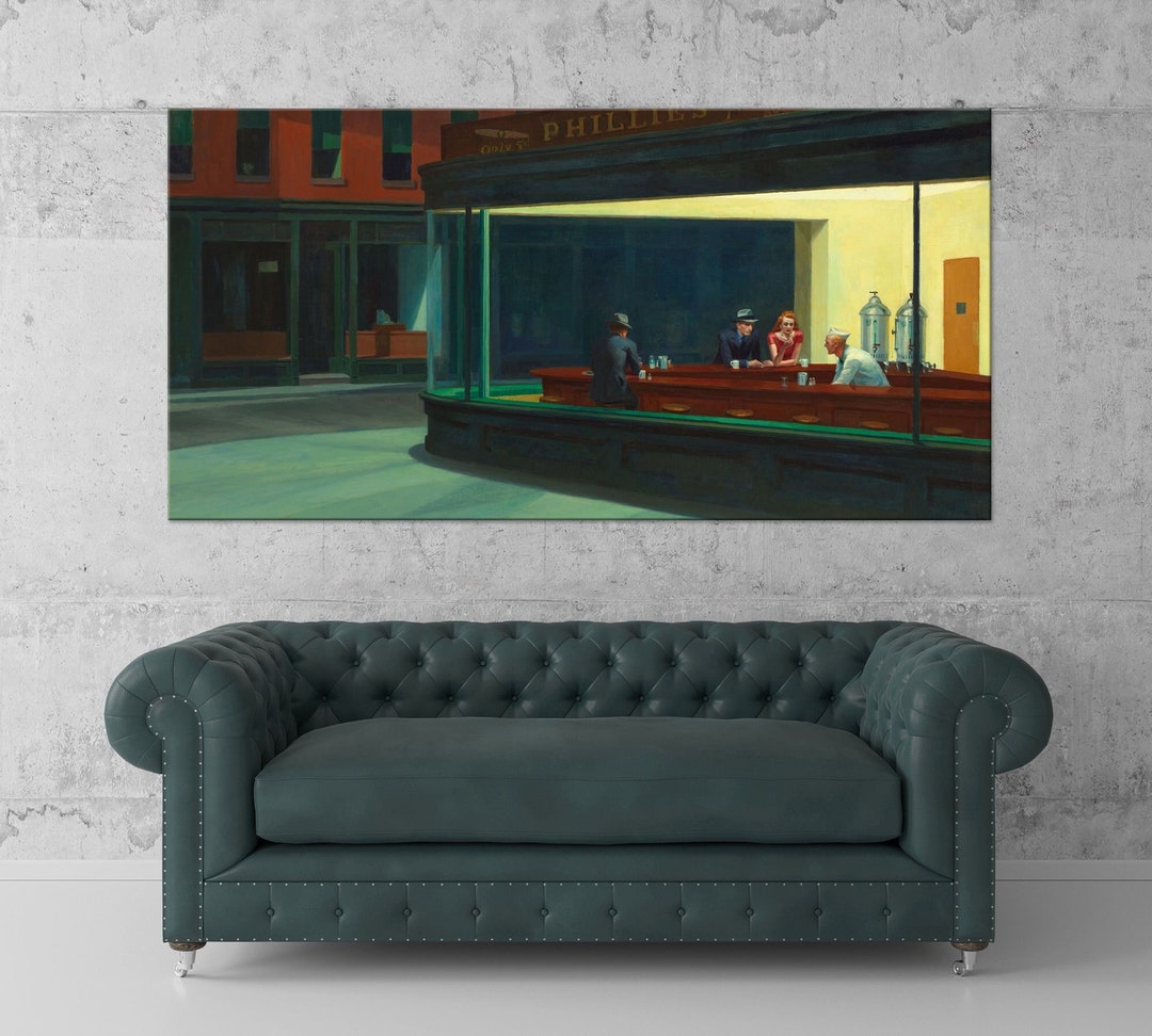 Edward Hopper nighthawks Print Large Wall Art Retro Decor American ...