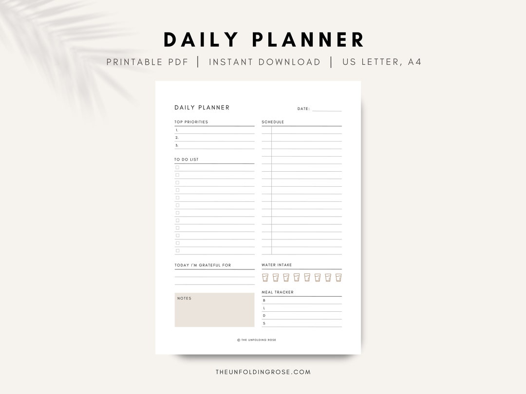 Daily Planner Printable | Productivity Planner | Daily to Do List ...