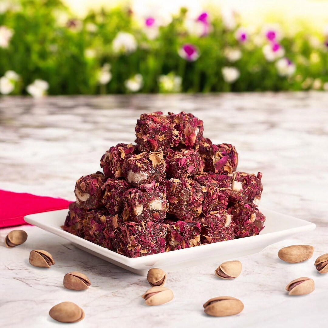 Double Roasted Turkish Delight With Pistachios, Covered in Delicate ...