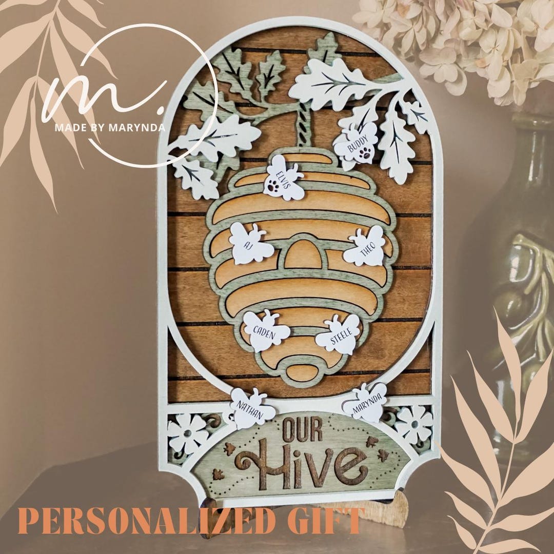 Custom Family Sign–personalized Wood Bee Hive Plaque With Names | 3D ...