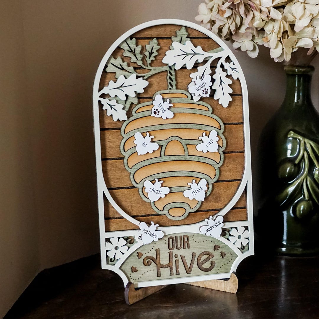 Custom "our Hive" Family Sign–personalized Wood Bee Hive Plaque With ...