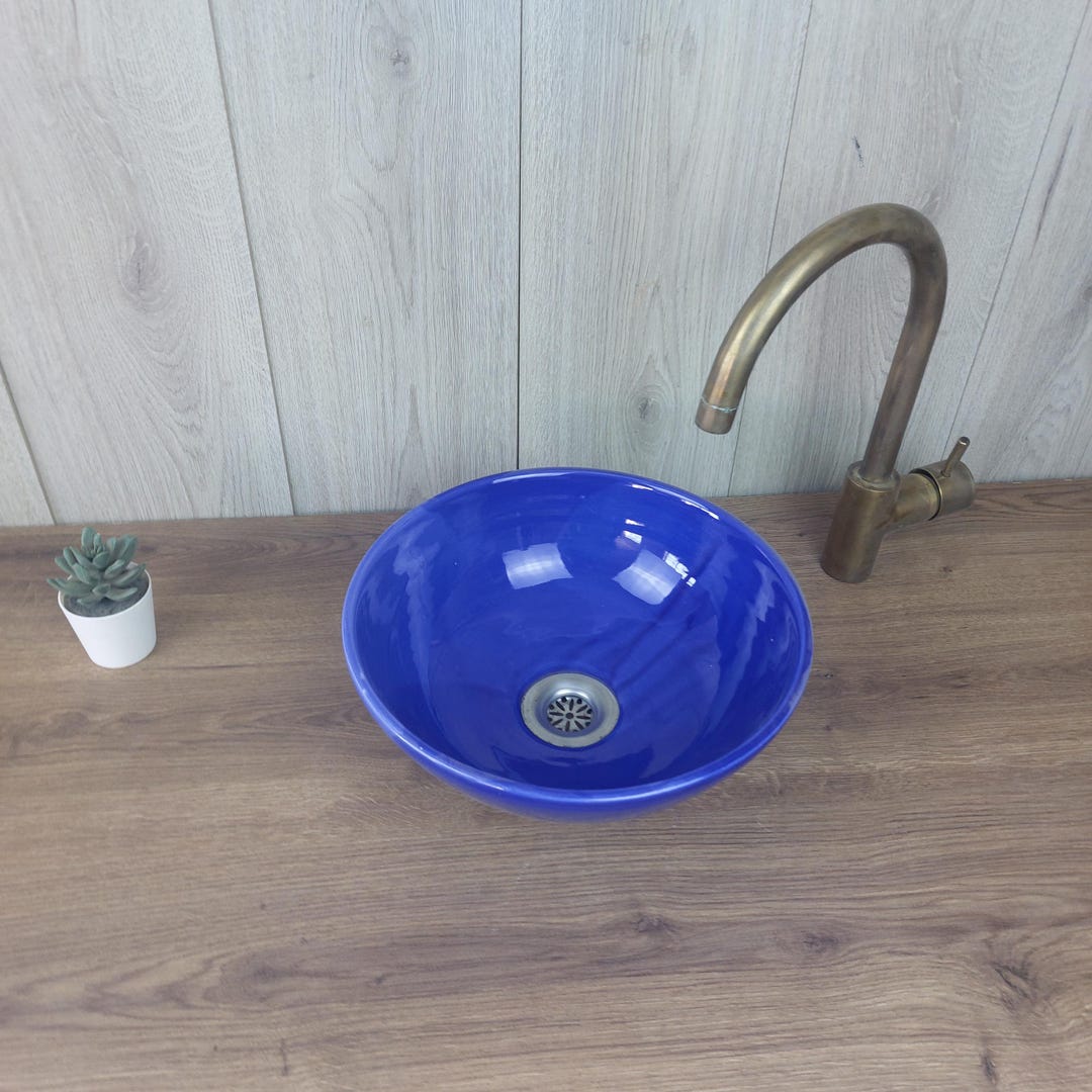 Blue Moroccan Ceramic Sink - Blue Vessel Basin for Unique Bathroom ...