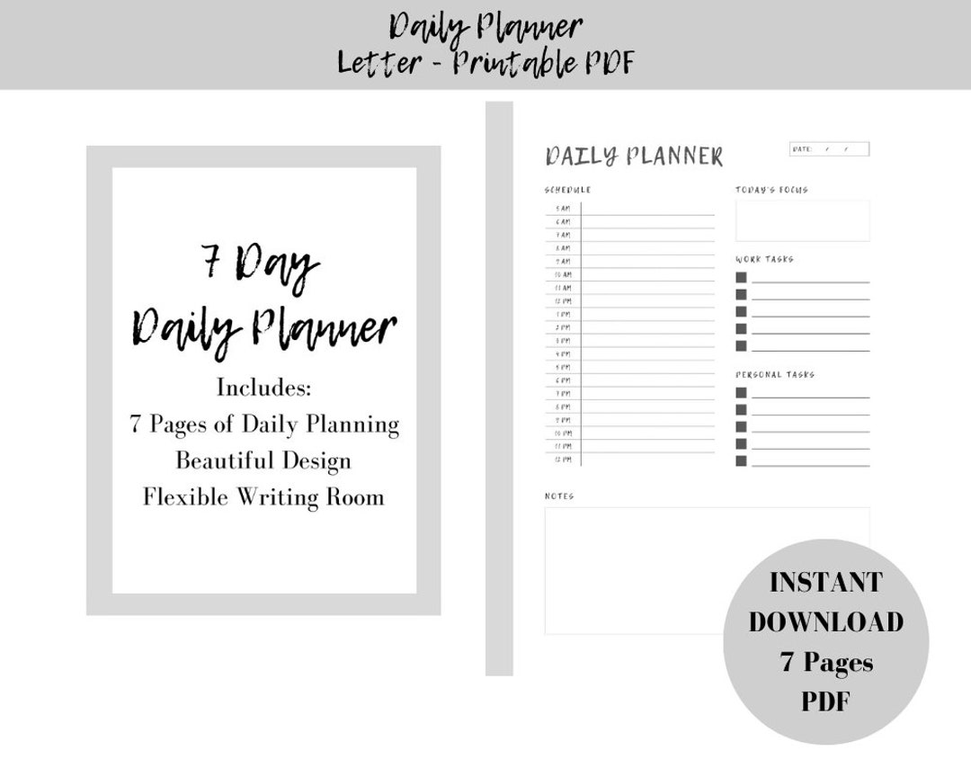 Digital Daily Planner, Seven Day Planner, Seven Day Daily Planner ...