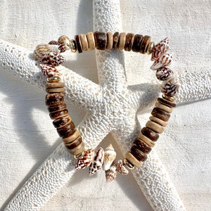 Coconut Shell Bracelet With Tiny Shells and Gold Accents - Etsy