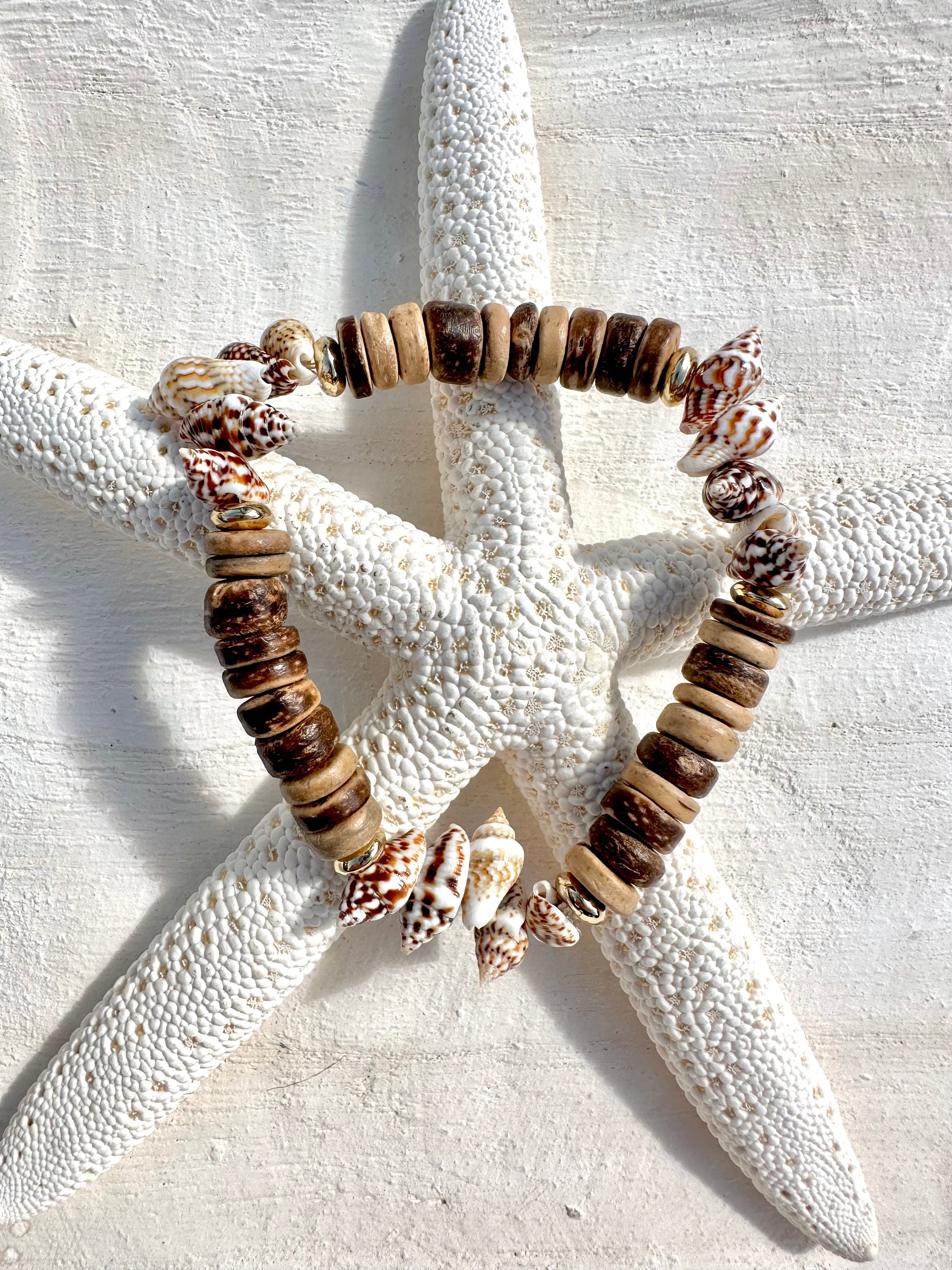 Coconut Shell Bracelet With Tiny Shells and Gold Accents - Etsy