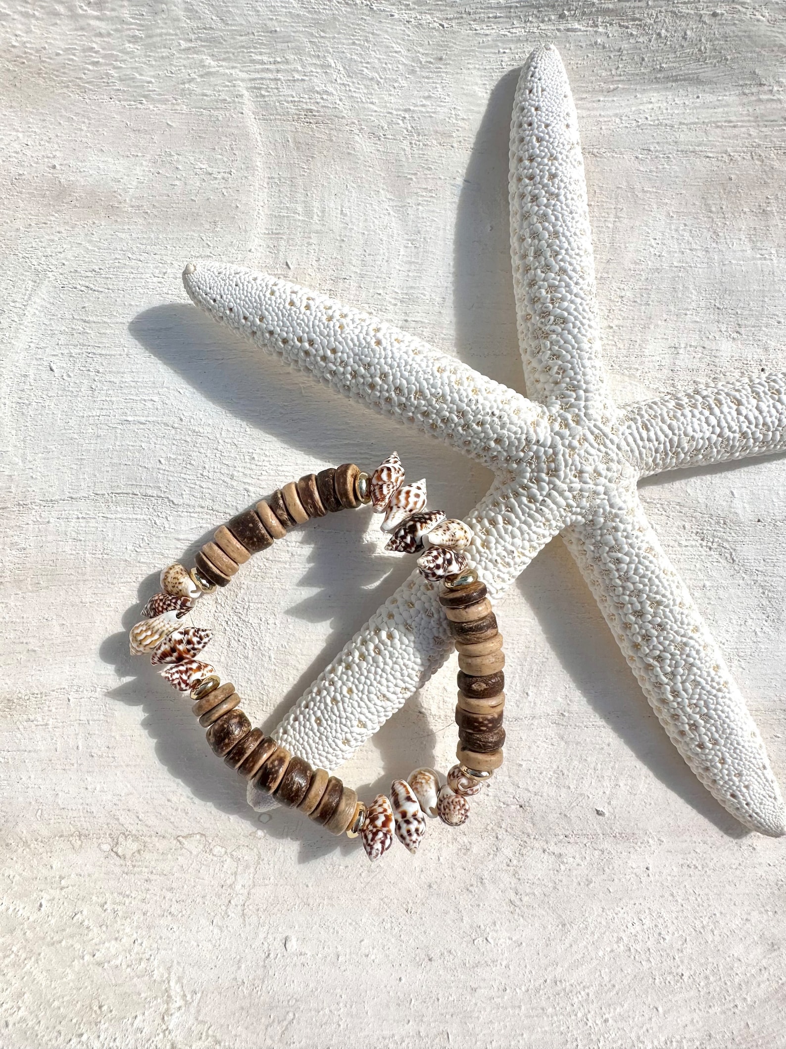 Coconut Shell Bracelet With Tiny Shells and Gold Accents - Etsy