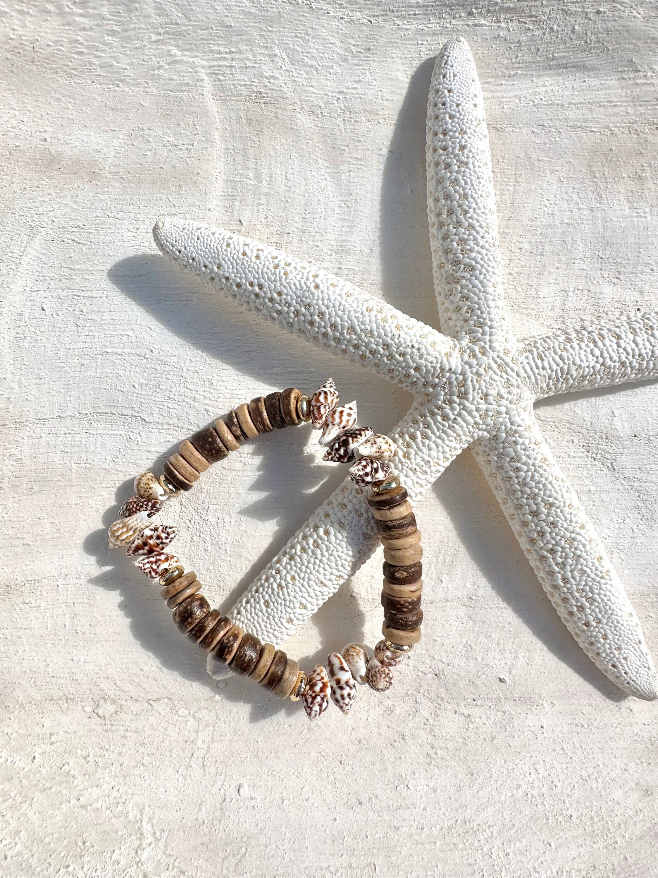 Coconut Shell Bracelet With Tiny Shells and Gold Accents - Etsy