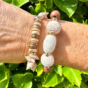 Coconut Shell Bracelet With Tiny Shells and Gold Accents - Etsy