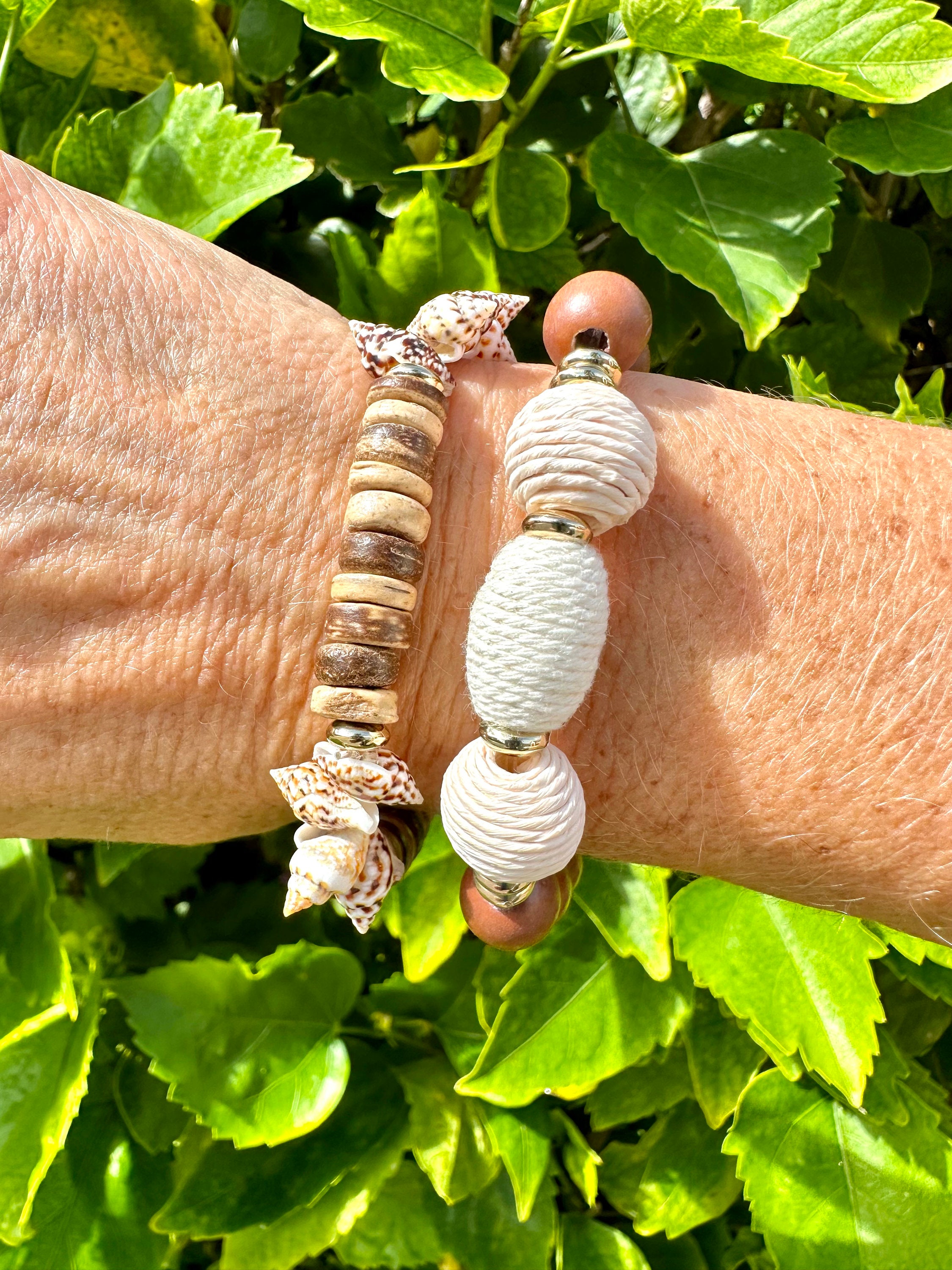 Coconut Shell Bracelet With Tiny Shells and Gold Accents - Etsy