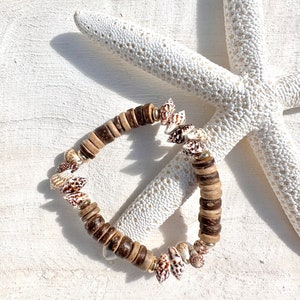 Coconut Shell Bracelet With Tiny Shells and Gold Accents - Etsy