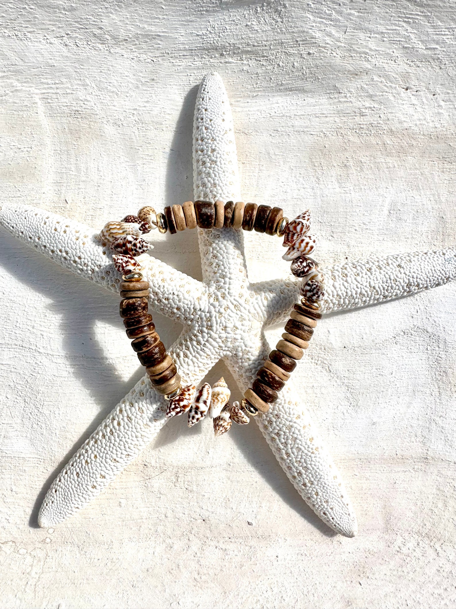 Coconut Shell Bracelet With Tiny Shells and Gold Accents - Etsy