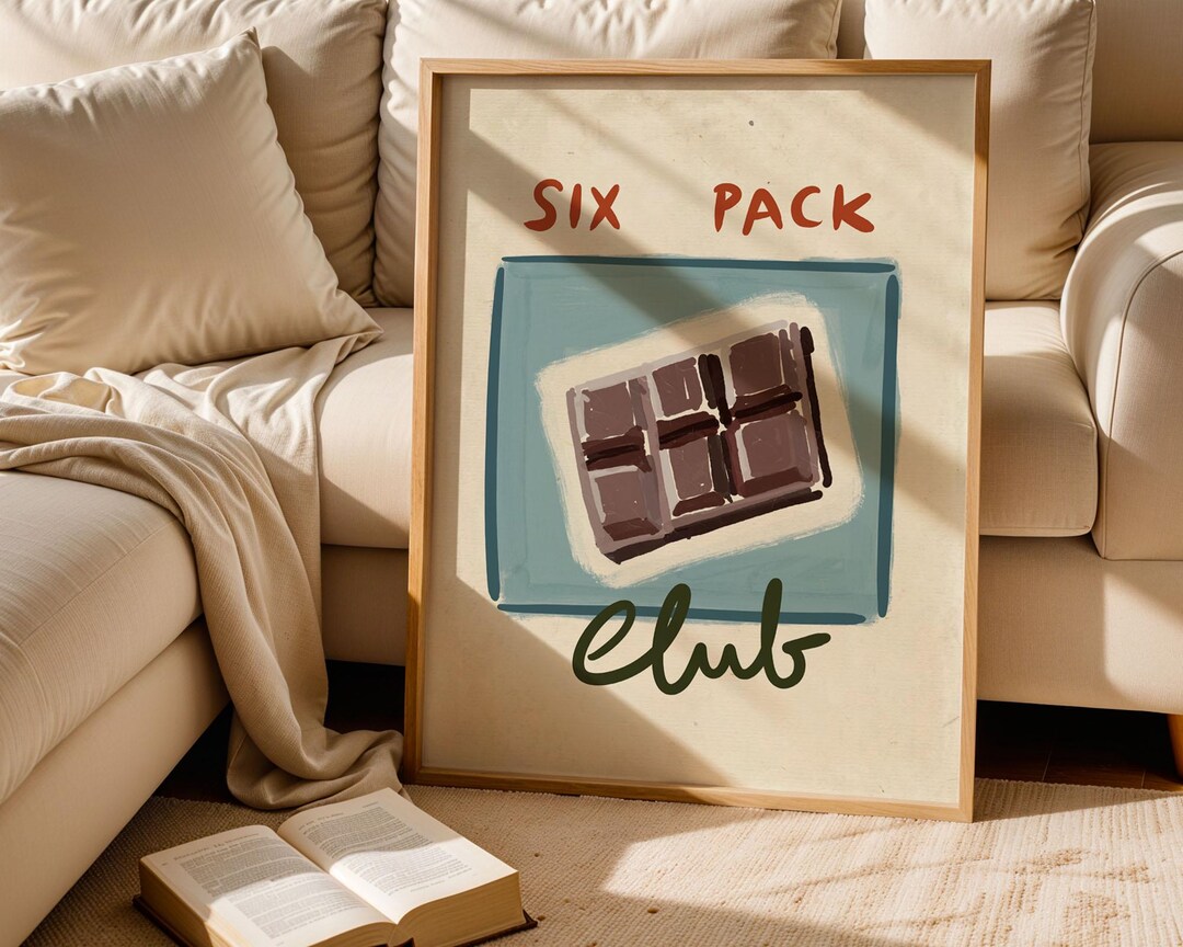 Six Pack Club Chocolate Bar Art Print Fun Chocolate and Fitness Art Fun ...