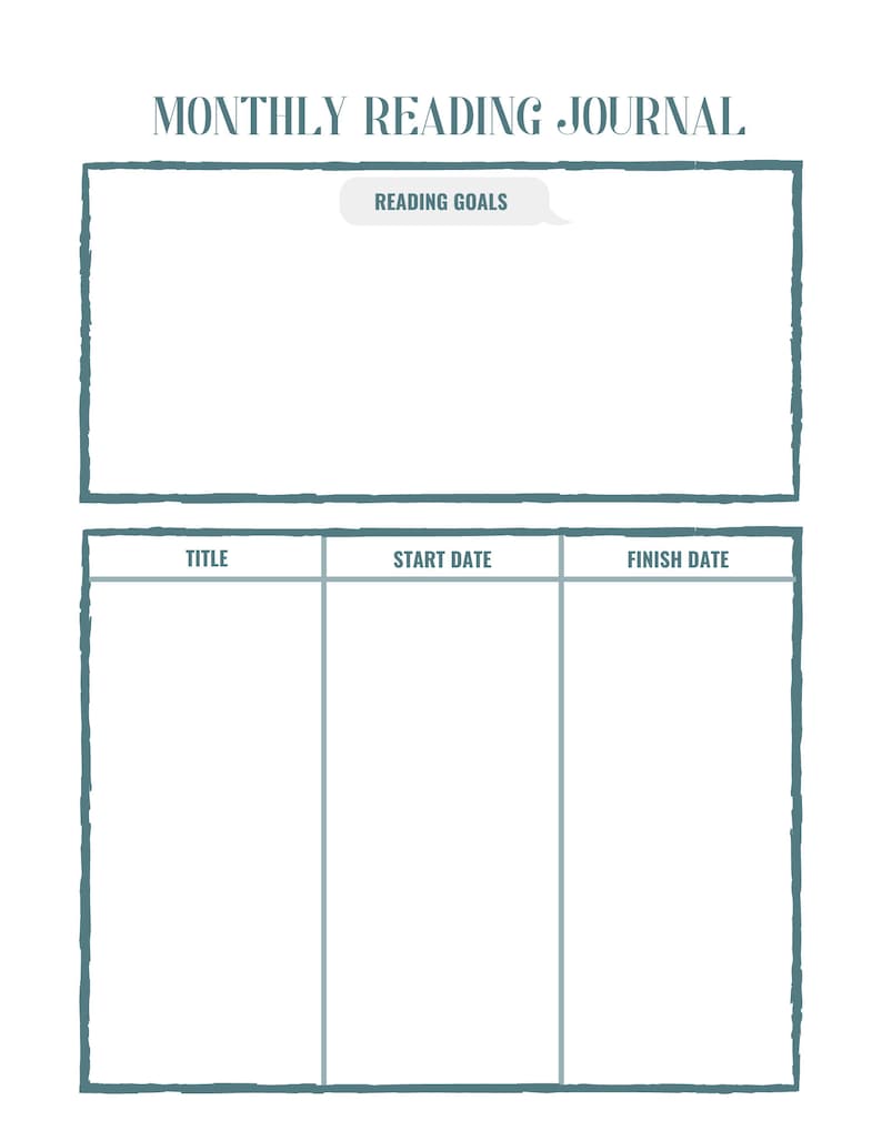 Reading Journal Print - Etsy