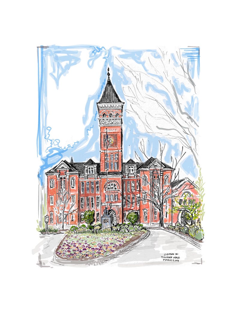Clemson University Tillman Hall Print - Etsy