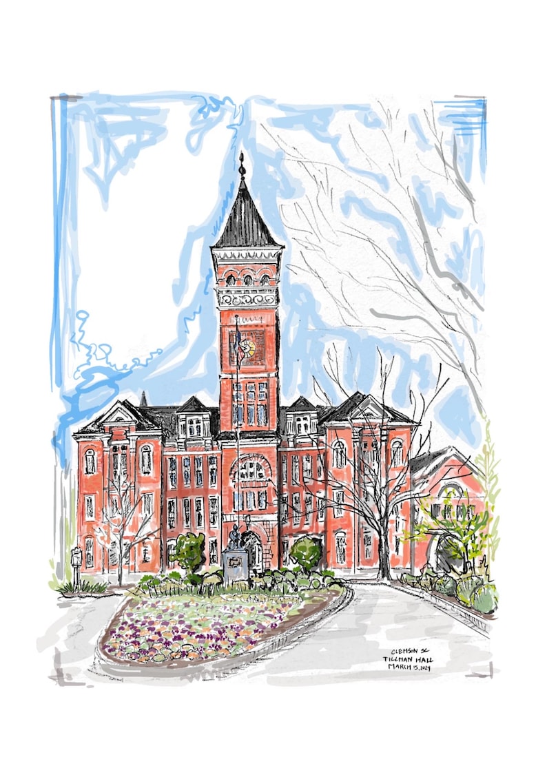Clemson University Tillman Hall Print - Etsy