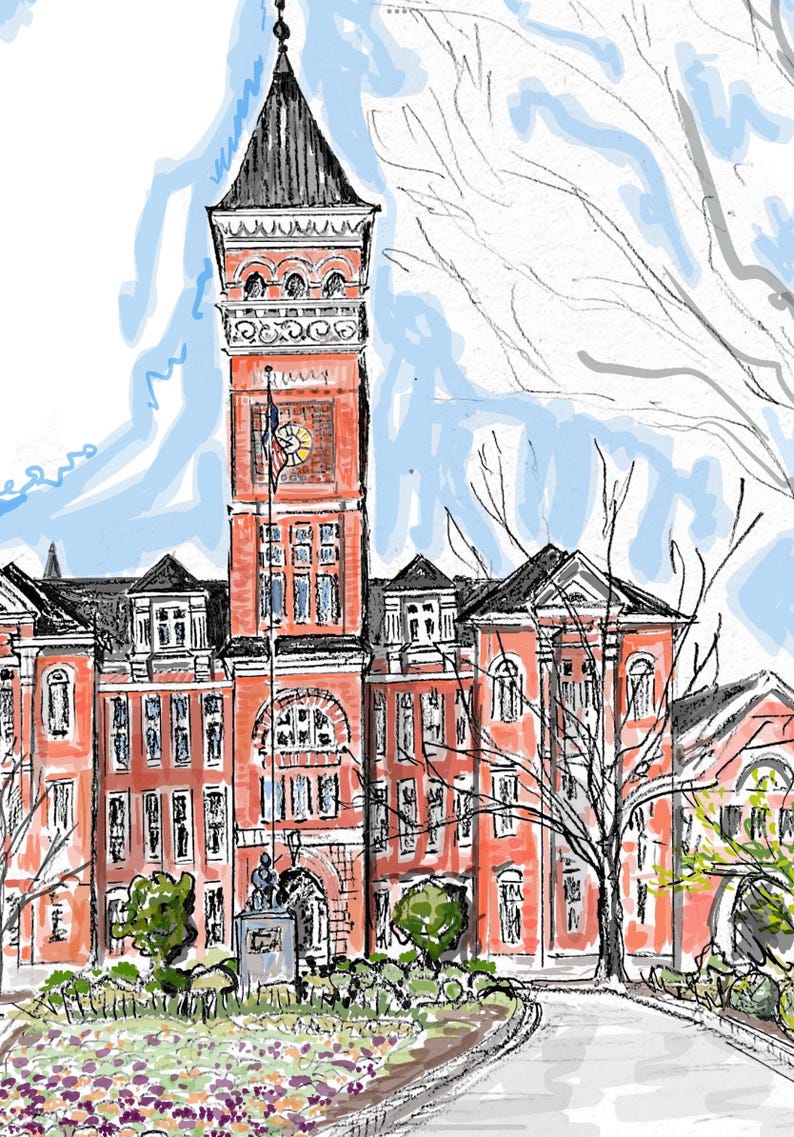 Clemson University Tillman Hall Print - Etsy