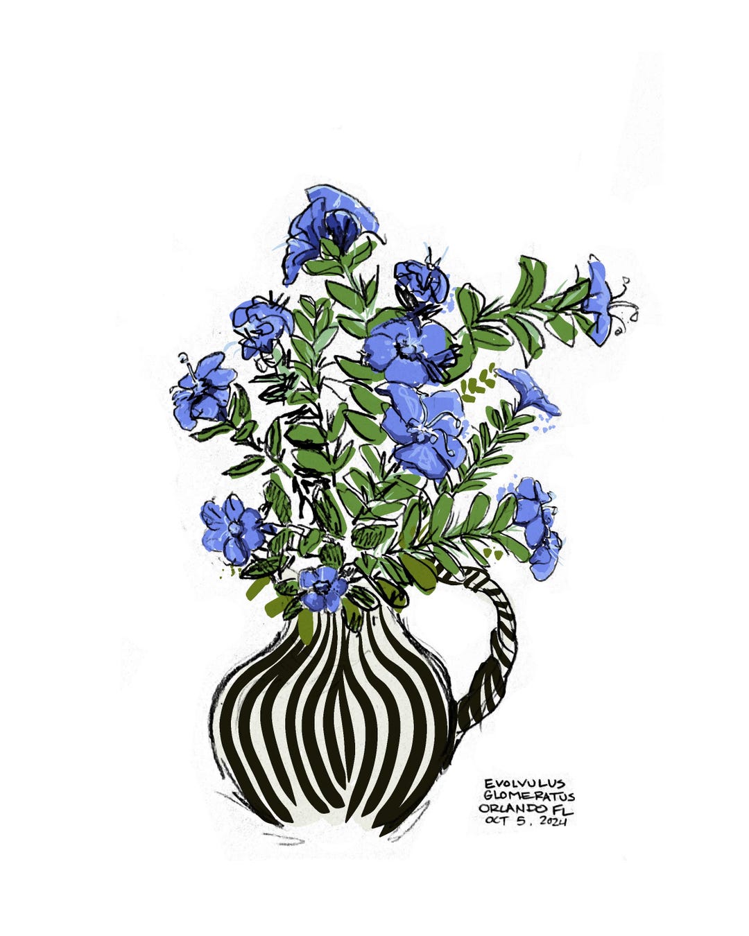 Blue Daze Flower Bouquet Print - Etsy