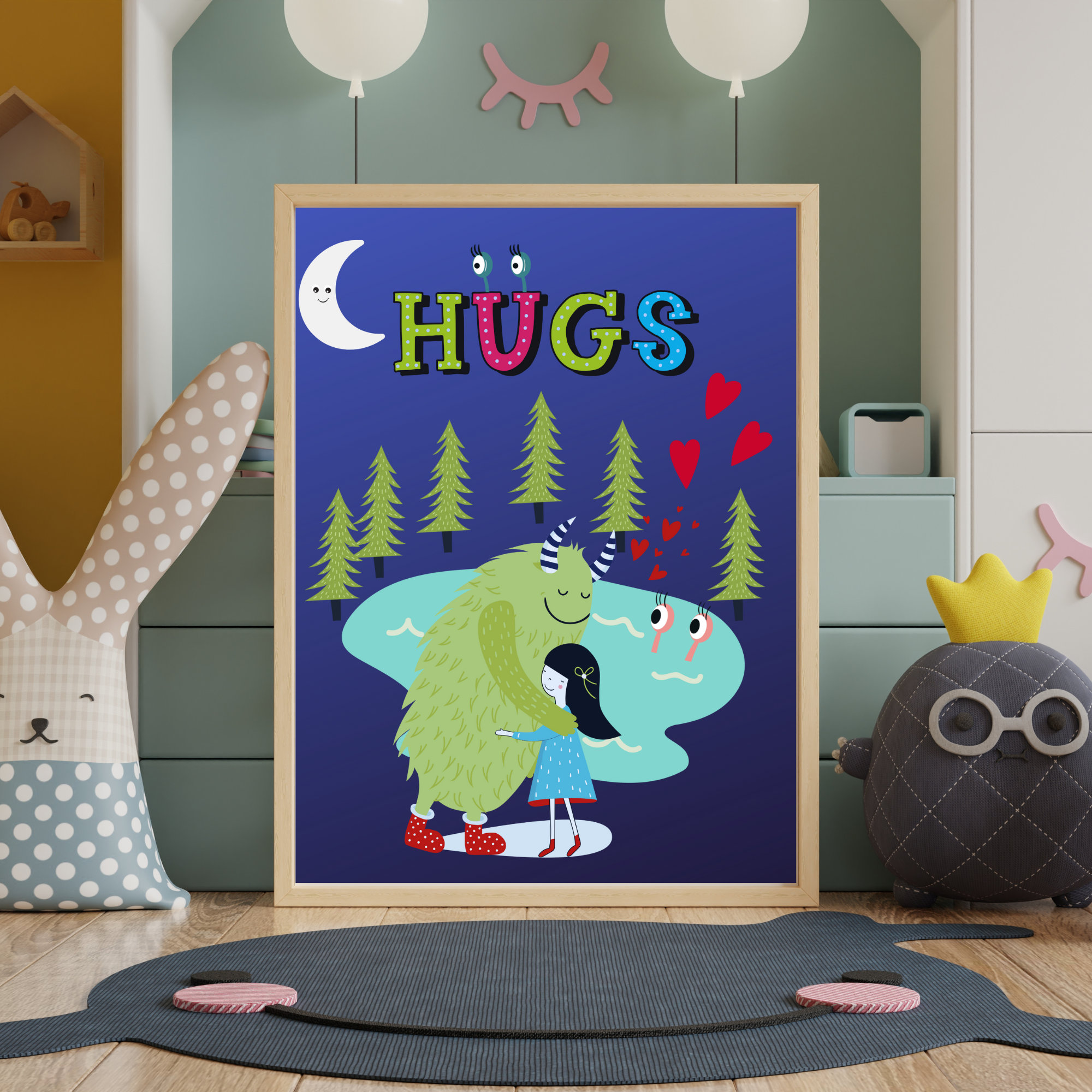 Childrens Printable Monster Hugs Digital Wall Art - Etsy