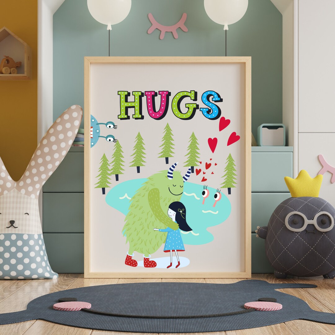 Childrens Printable Monster Hugs Digital Wall Art - Etsy