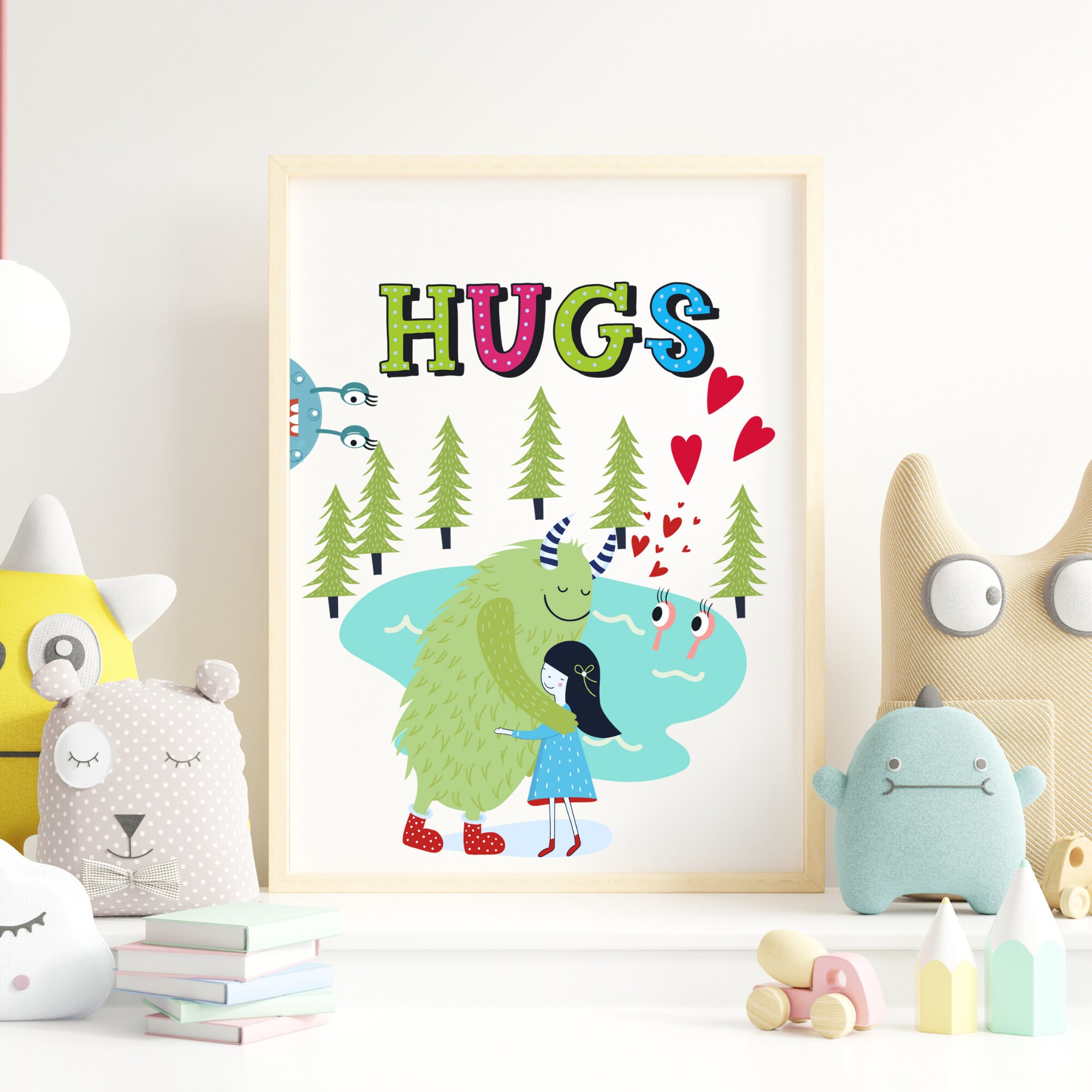 Childrens Printable Monster Hugs Digital Wall Art - Etsy
