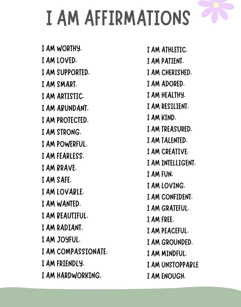 I Am Affirmation Worksheet - Etsy