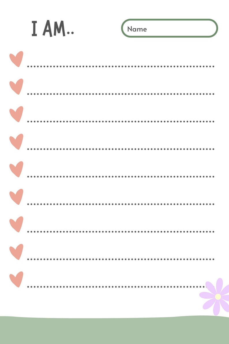 I Am Affirmation Worksheet - Etsy