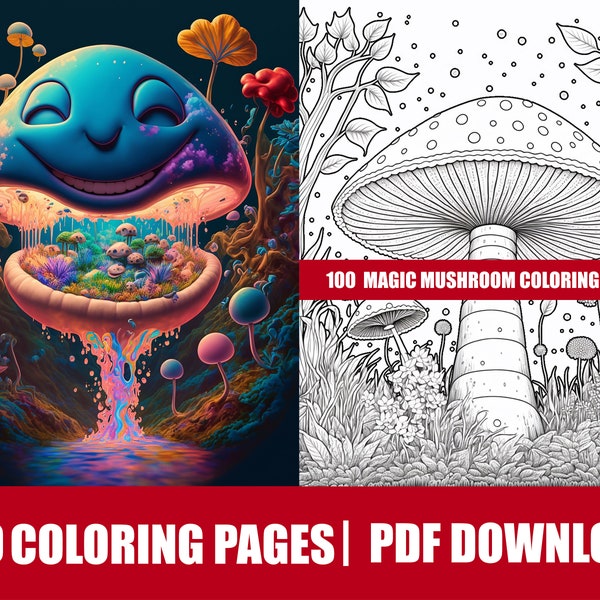 Mushroom Coloring Pages - Etsy