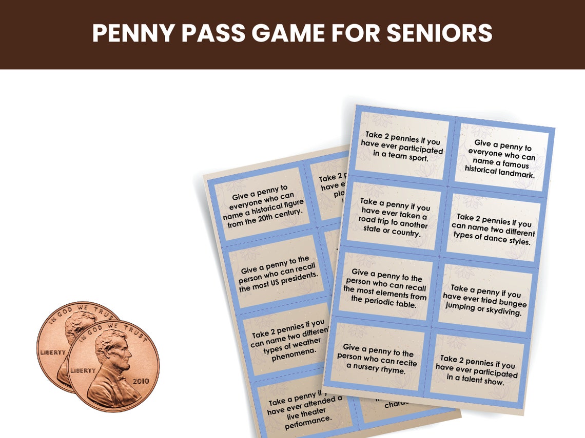 Penny Pass Reminiscing Game for Seniors With Alzheimers | Ice Breaker ...