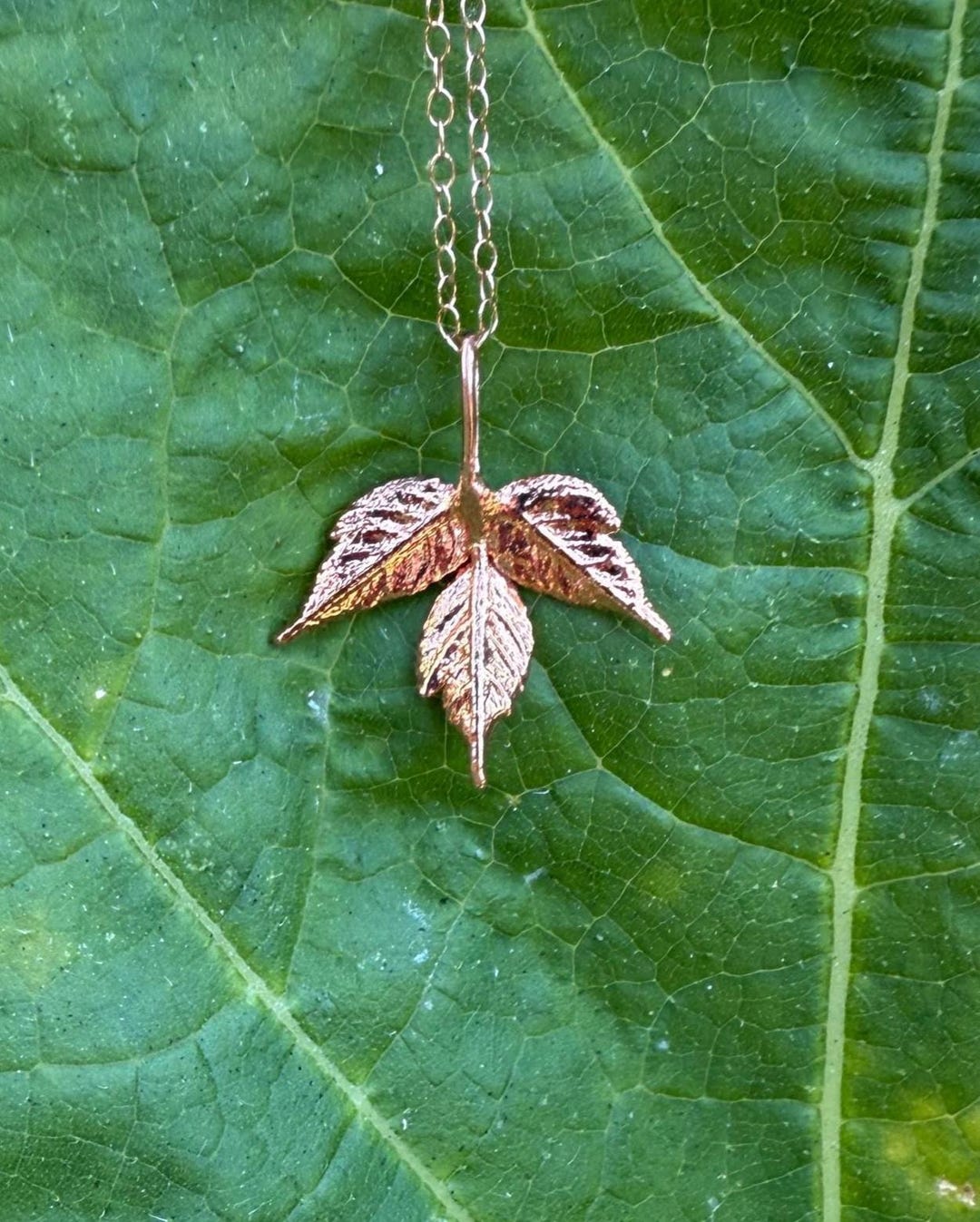 Poison Ivy Necklace | Handmade From a Real Leaf | Copper Electroformed ...