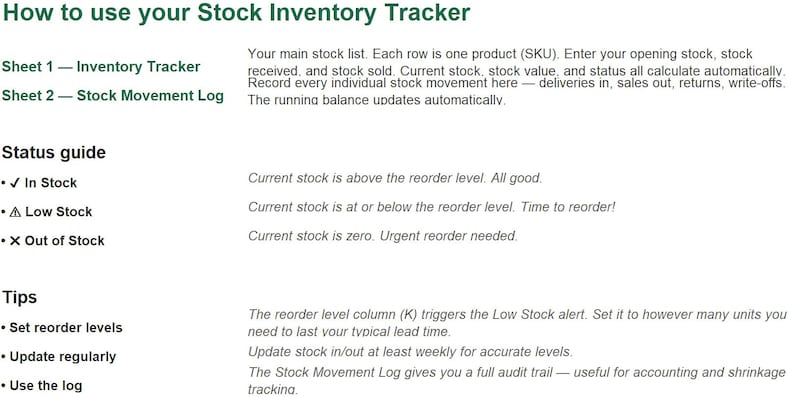 Stock Inventory Tracker Excel | Inventory Management Spreadsheet ...