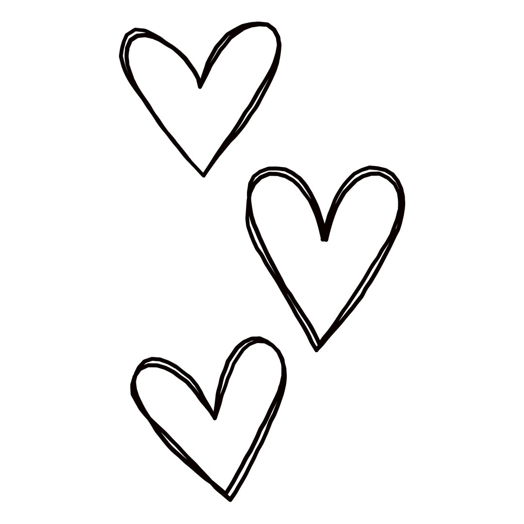 3 Hearts Drawing, Instant Download in PNG & Jpg, Digital Download - Etsy