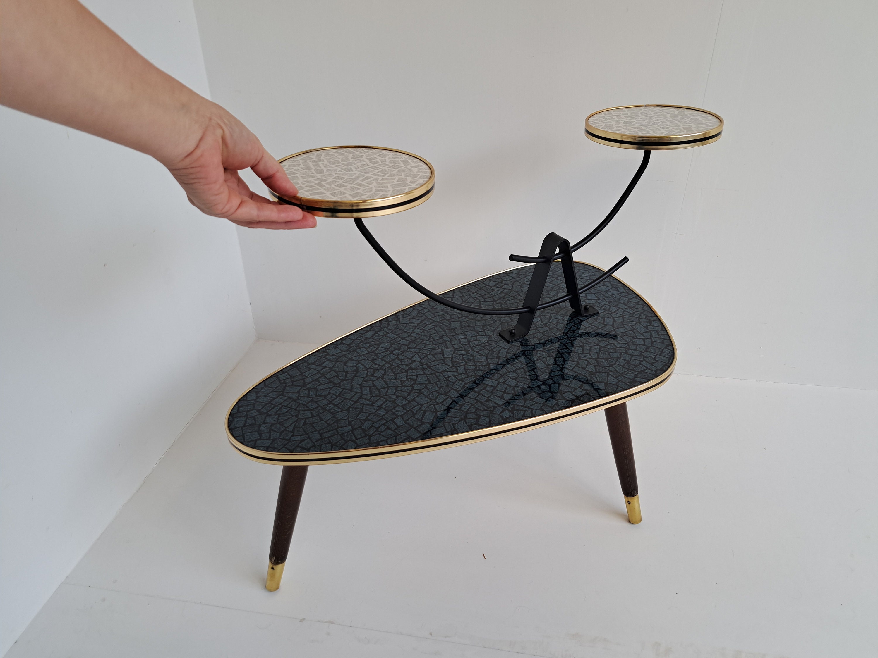 Vintage 3 Tier Minimalistic 1950/1960 Plant Stand, German Formica Side ...