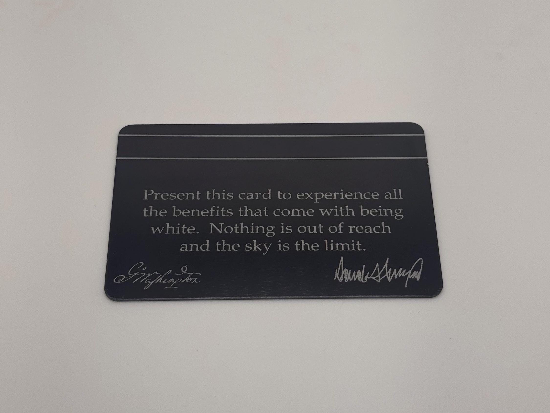 White Privilege Card. Durable Metal Business Card . Novelty. Gag Gifts ...