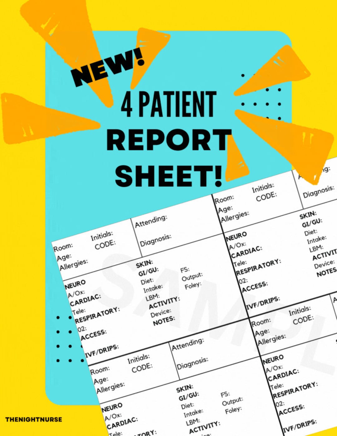 4 Patient Report Sheet, RN Brain, Shift Change, RN Report Template, Png ...