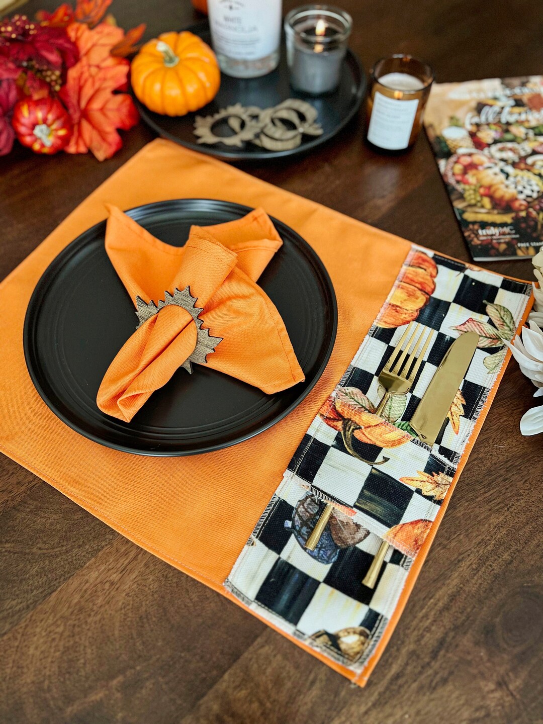 Set of 6 Thanksgiving Pumpkin Placemats Autumn Orange - Etsy