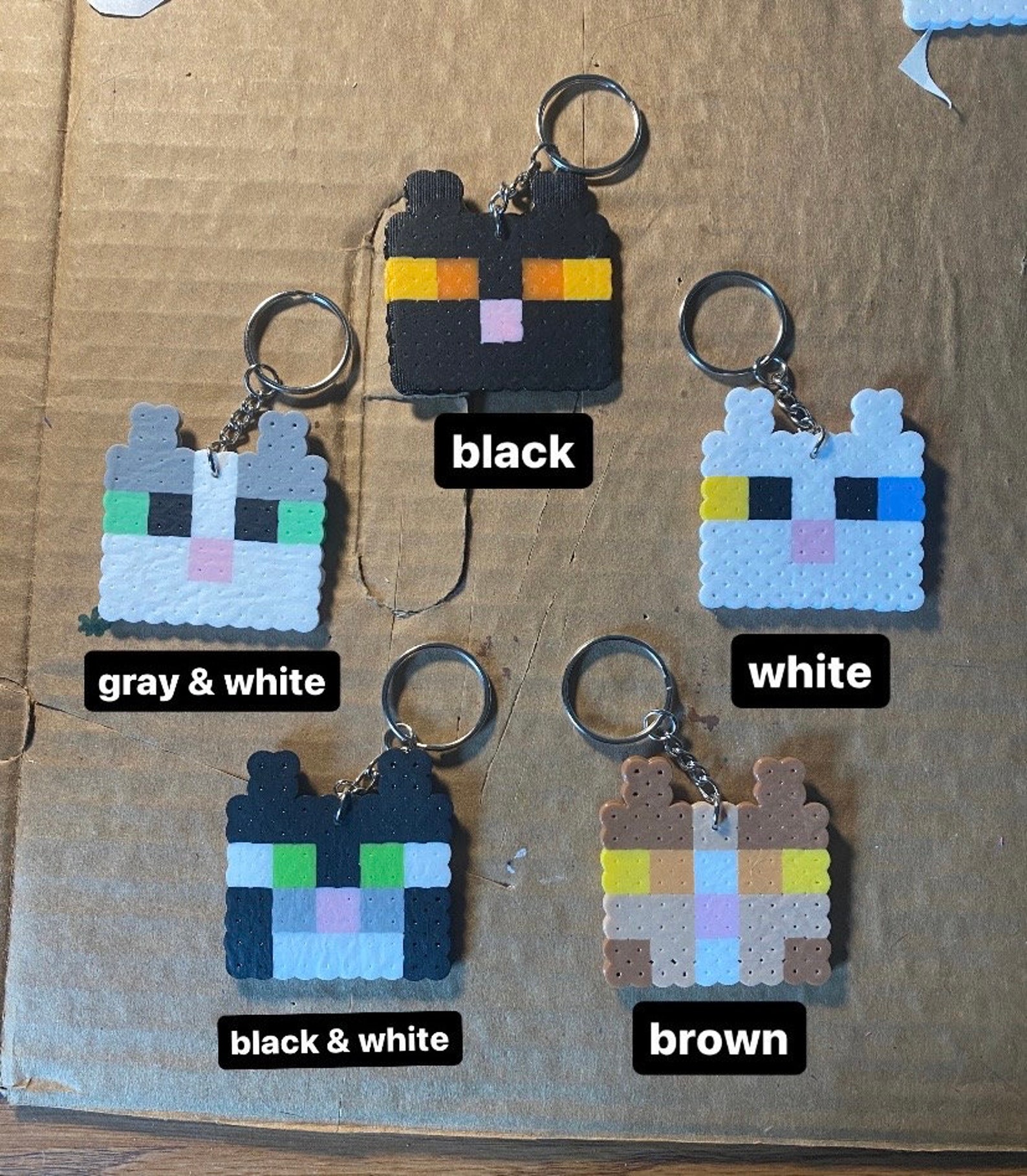 Minecraft Cat Inspired Perlerbead Keychains - Etsy