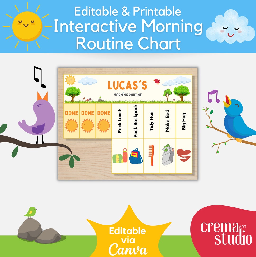 Morning Routine Charts Printable Routines Editable - Etsy
