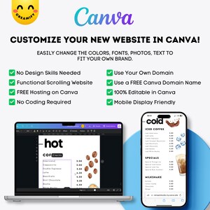 Customizable Mobile QR Code Cafe Menu Website (canva Template) - Etsy