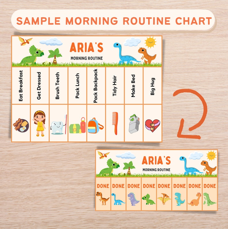Personalized Interactive Routine Chart, Customizable Kids Morning ...