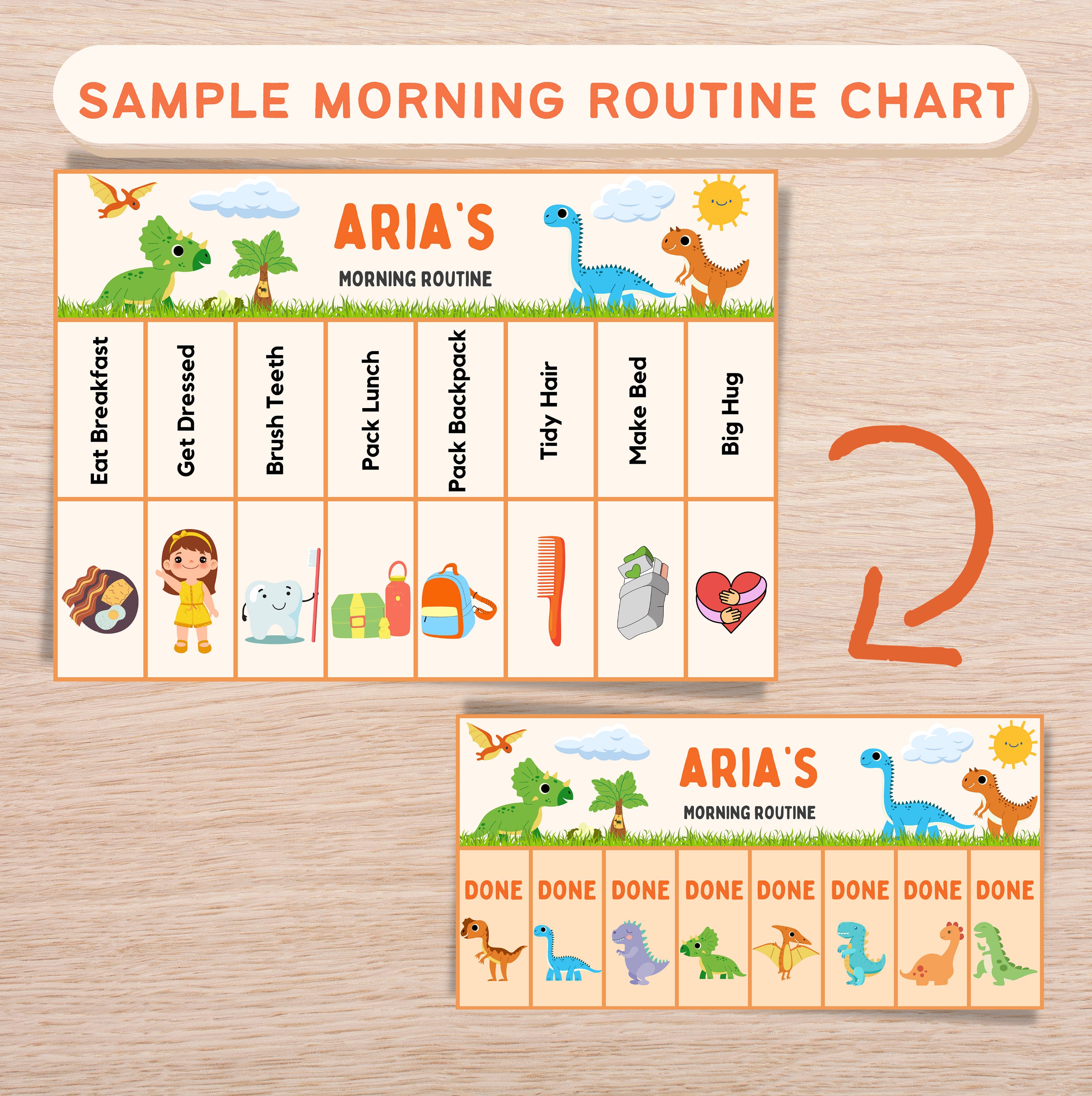 Personalized Interactive Routine Chart, Customizable Kids Morning ...