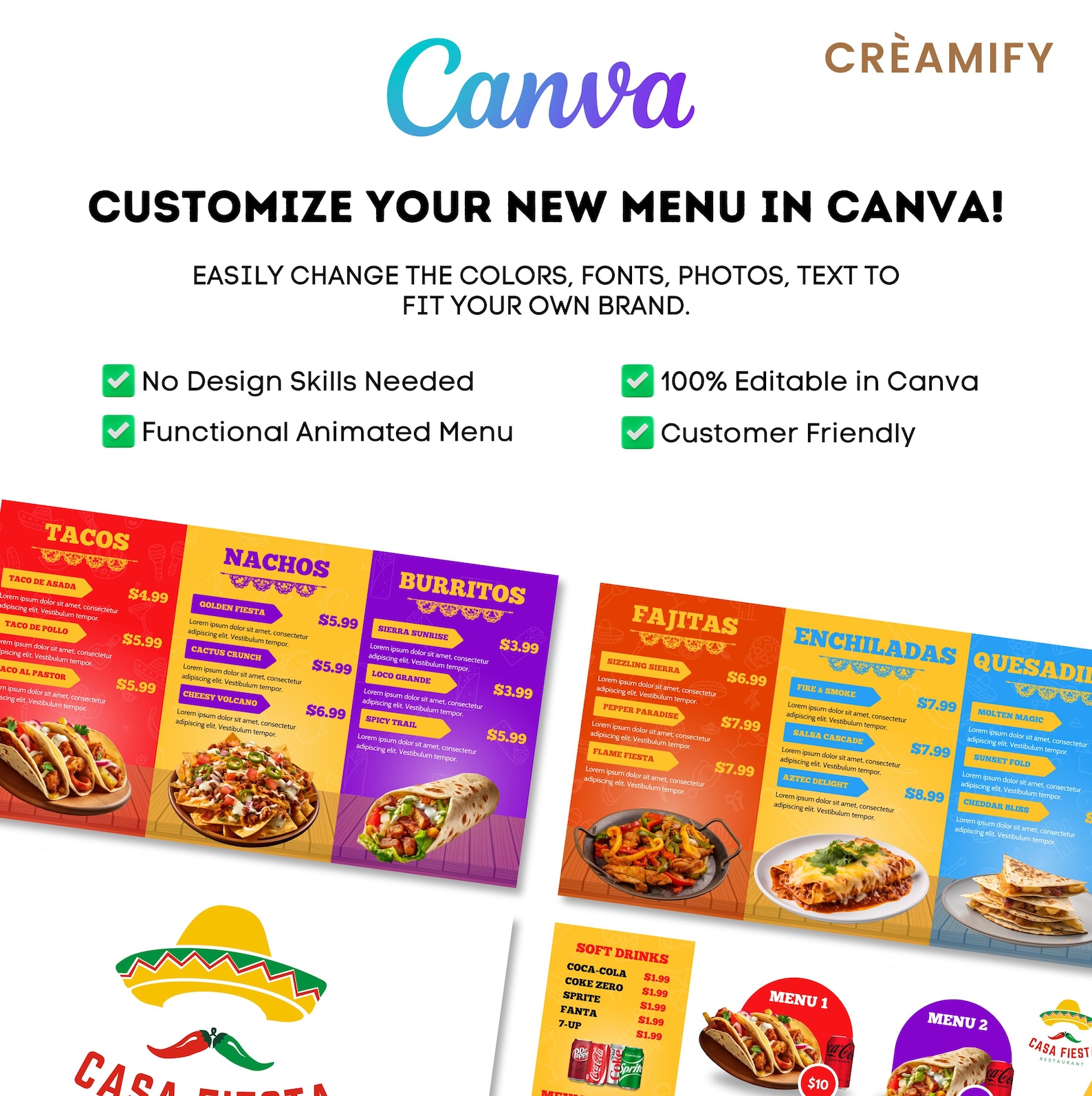 Mexican Restaurant Menu Board Template: Animated TV Screen (digital ...