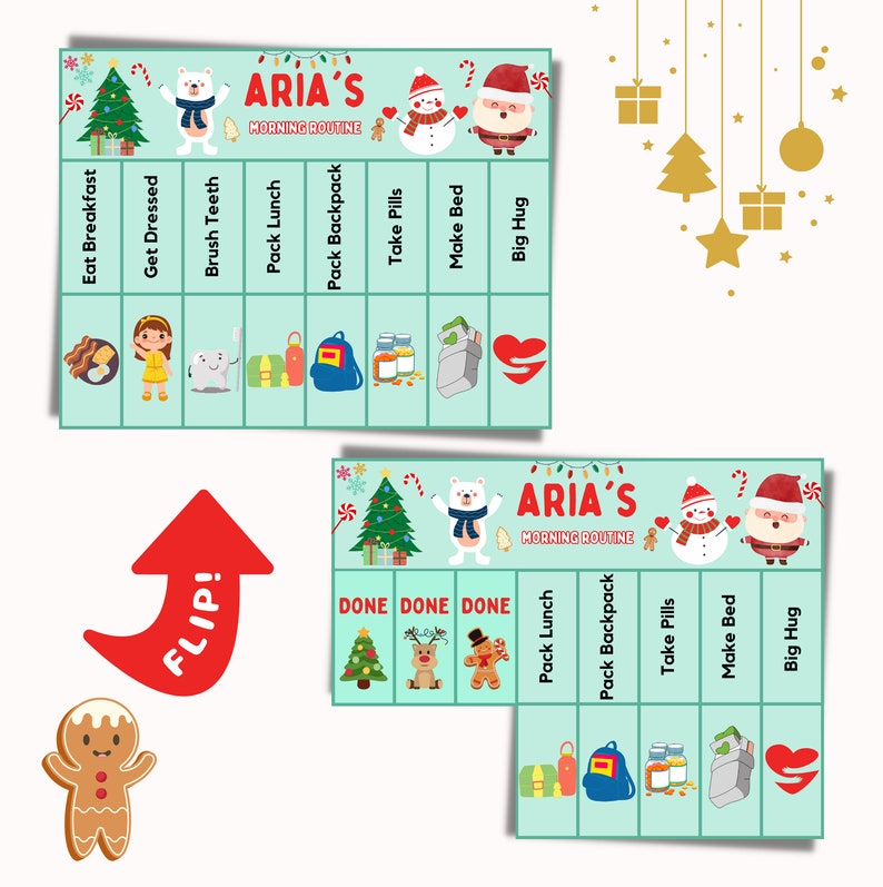 Christmas Routine Chart Bundle: Editable Morning & Bedtime Checklist ...