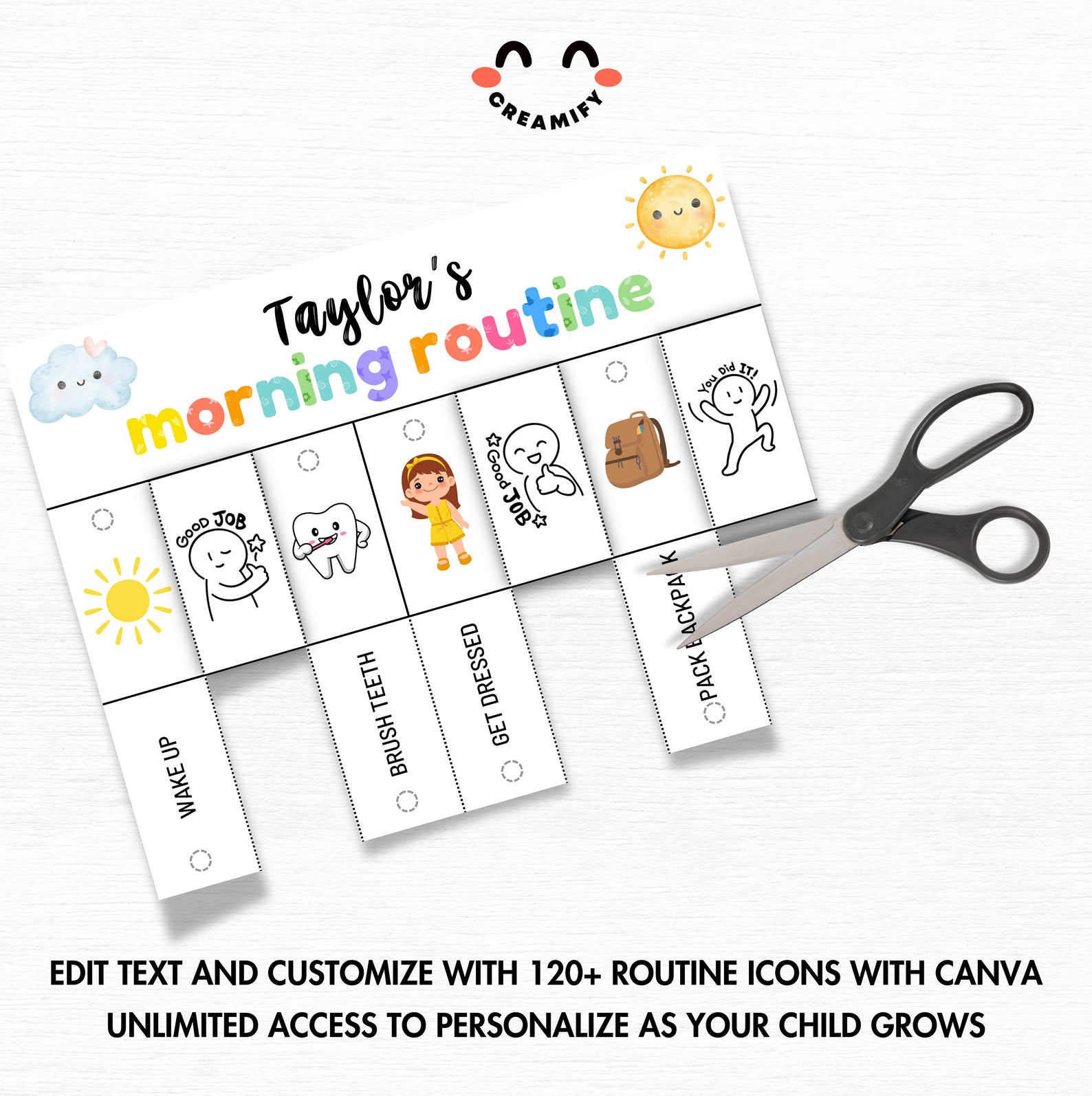 Editable Kids Routine Flip Chart: Morning & Bedtime Visuals (canva ...