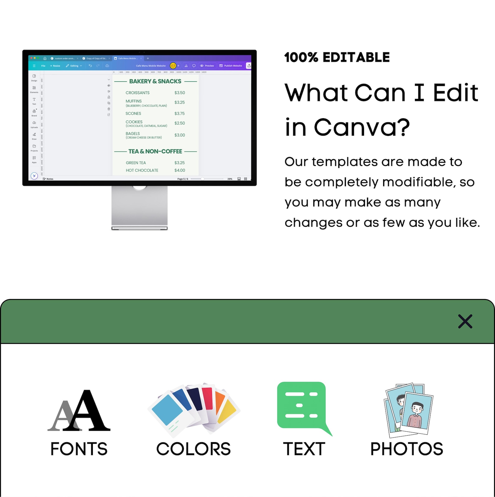 Customizable QR Code Coffee Shop Menu Website Template (canva) - Etsy