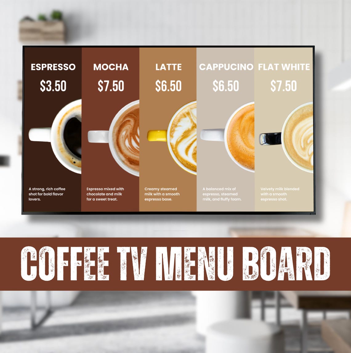 4K Animated Digital Menu Board Template Editable TV Menu for Coffee ...