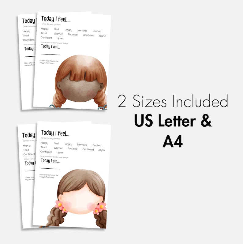 Printable Kids Emotions Explorer: Today I Feel Activity Bundle Girls ...