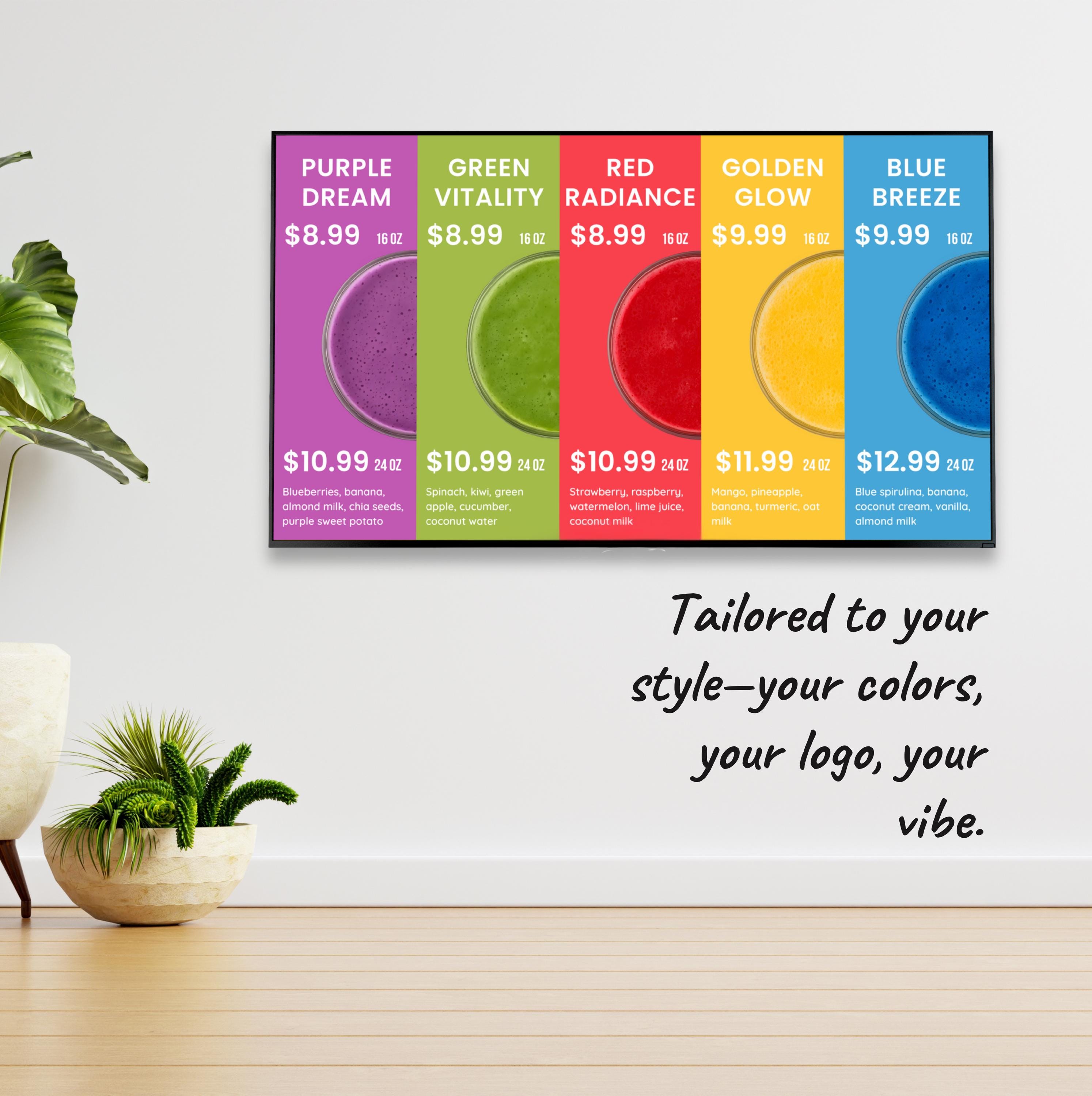 Açaí Bowl & Smoothie Digital Menu Board: Editable TV Display (canva) - Etsy