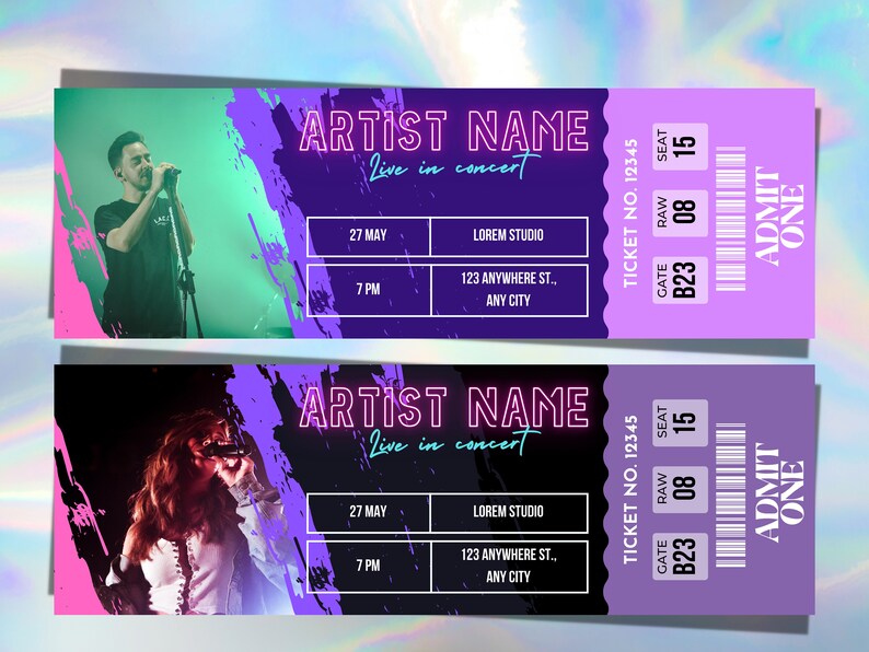 Editable Concert Ticket • Customizable Event Ticket Template ...