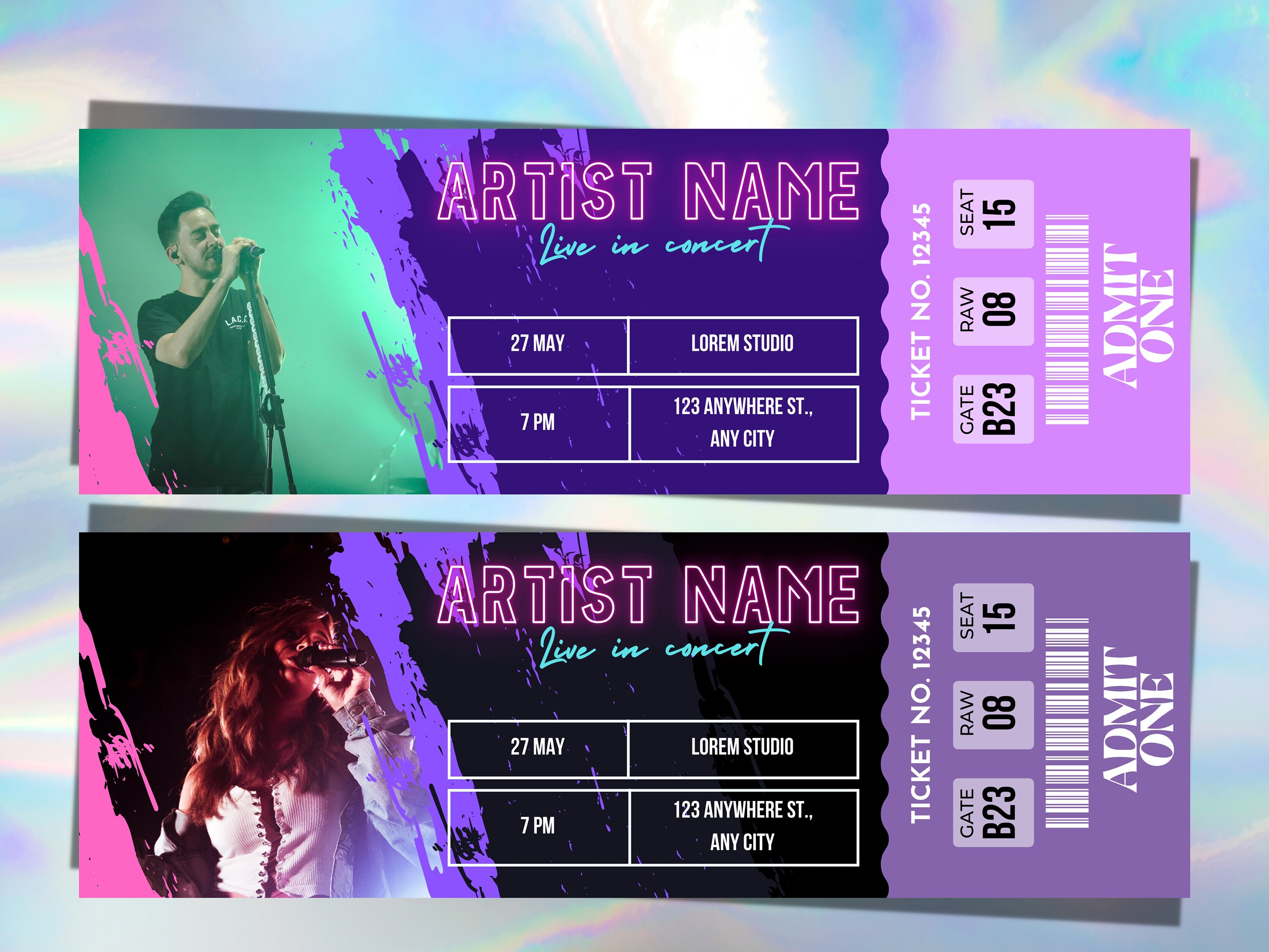 Editable Concert Ticket • Customizable Event Ticket Template ...
